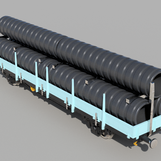 🚆 1/87 - HO Scale - Corrugated Pipes Cargo Train・ STL File for 3D ...