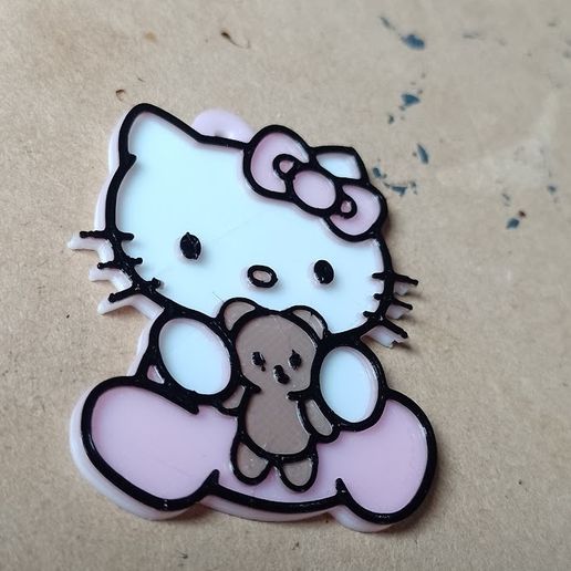 STL file Hello Kitty keychain with her teddy bear 👋 ・3D print model to ...