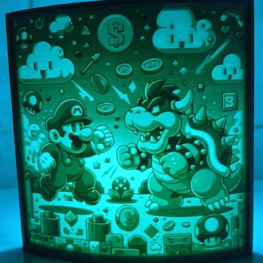 3MF file Lithophanie Mario and bowser combat 🐢 ・3D printer design to ...