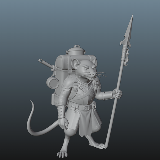🐀 Merchant Rat with Spear・Free STL File for 3D printing・Cults