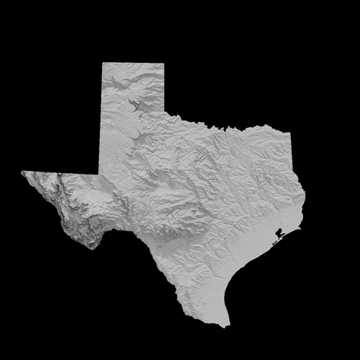 🗺️ Topographic Map of Texas – 3D Terrain・ 3D File for 3D printing・Cults