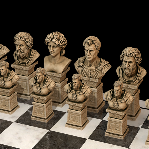 ♟️ Roman Chess Set Julius Caesar Cleopatra Marcus Aurelius 3D Printable ...