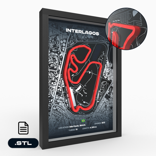 STL-Datei Interlagos 3D Racing Poster 👾 ・Design für 3D-Drucker zum ...