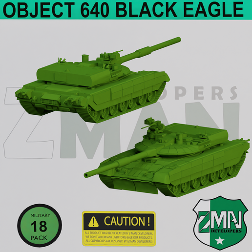 🦅 OBJECT 640 (Black Eagle (tank)) V1・ STL File for 3D printing・Cults