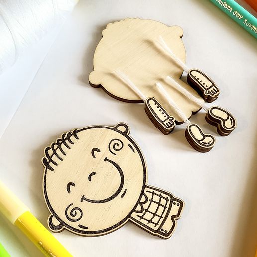 🚸 Movable Doll SVG for Laser Cutting – Cute Kids with Separate Arms and ...