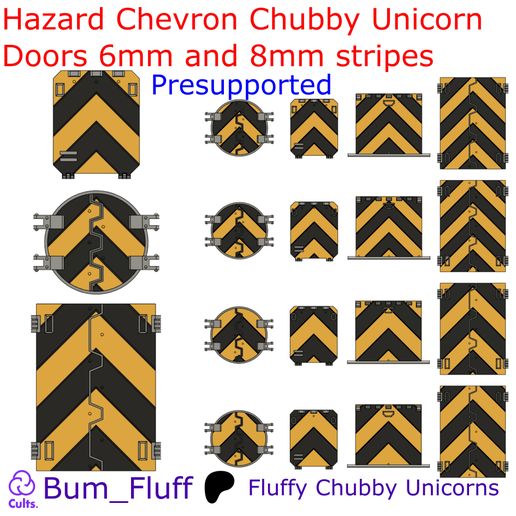 STL file Hazard Chevron Chubby Unicorn Doors - Presupported 🦄 ・Model to ...