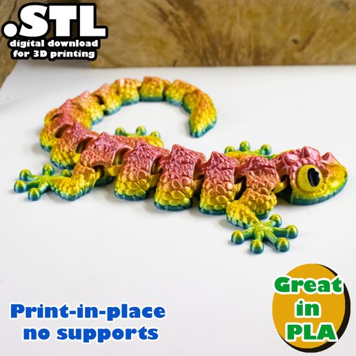 🦎 Flexi Lizard STL print in place・ 3D File for 3D printing・Cults
