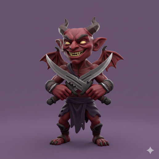 🎲 Single STL Mischievous Imp Trickster Miniature - Dagger-Wielding ...