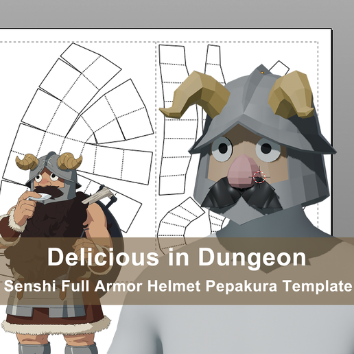 3D file Delicious In Dungeon Senshi Armor helmet EVA Foam Template ...
