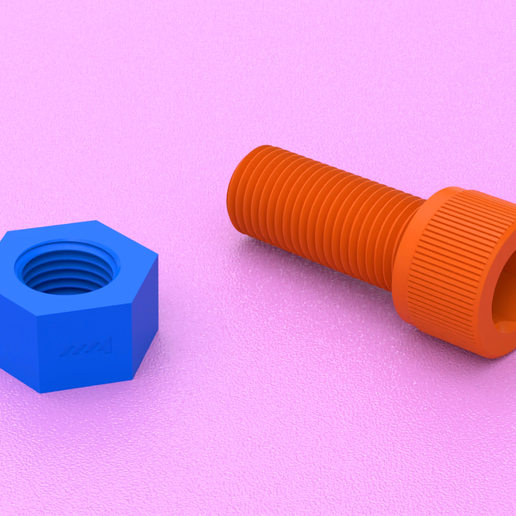 🔩 STL Hardware Parts - M42 Nut & Bolt・Free STL File for 3D printing・Cults