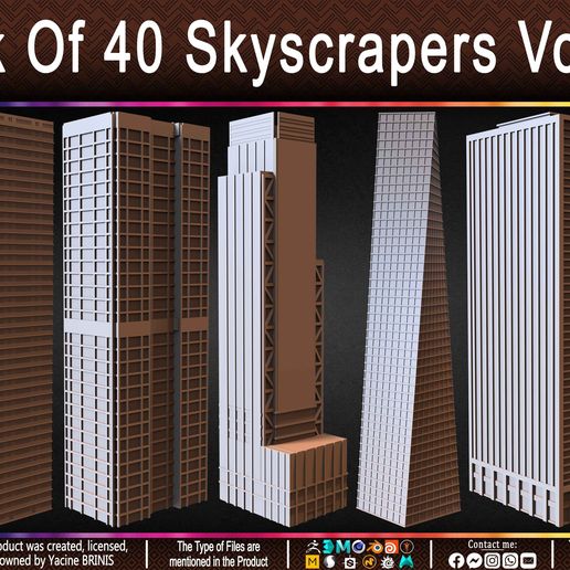 🎮 Pack Of 40 Skyscrapers Volume 01・ 3D File for 3D printing・Cults