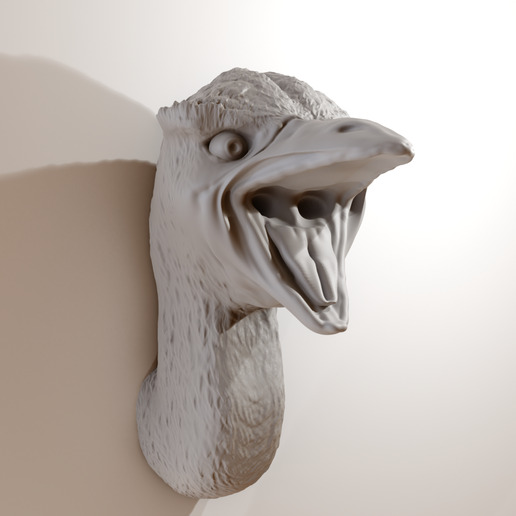 🐦 emu bird screaming head wall mount stl・ STL File for 3D printing・Cults