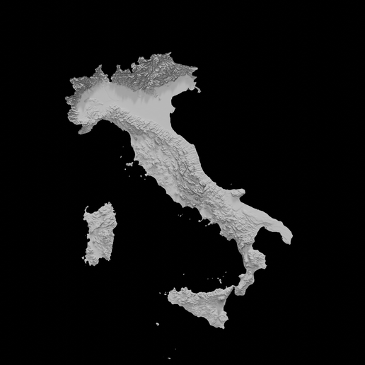 🗺️ Topographic Map of Italy – 3D Terrain・ STL File for 3D printing・Cults