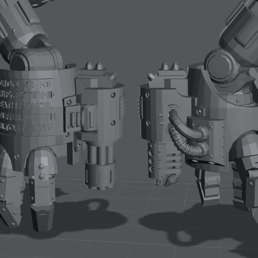 STL file DeathWatch Dreadnought Arm With Death Watch Logos Decoration ...