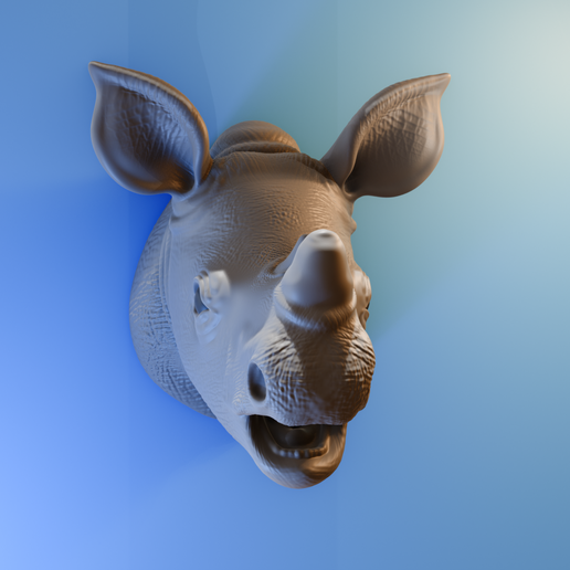 STL file baby rhino head wall mount mount mouth open stl 👶 ・3D printing ...