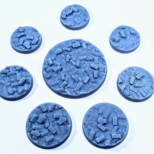 🧲 33-Piece Round Base Set with Magnet Slots : Brick Rubble・ 3D File for ...