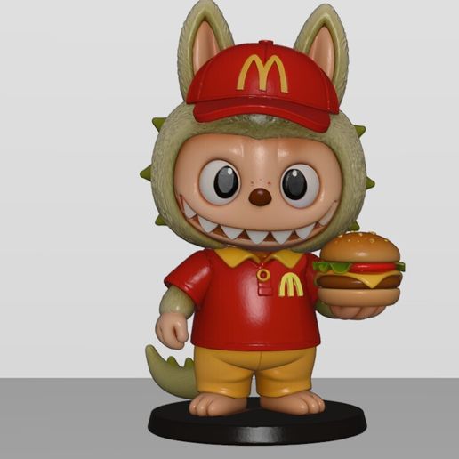 👫 Labubu BURGER Style 3D Model - Fast Food Uniform with Burger (Blender ...