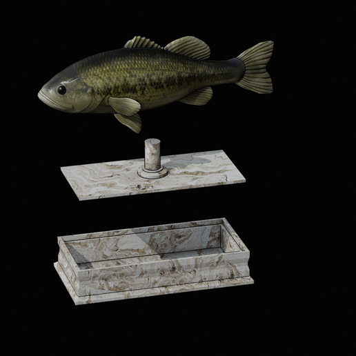 🐠 fish Largemouth Bass / Micropterus salmoides with storage space / for ...