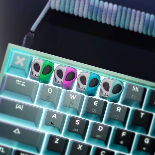 💀 Half skull Alien - Mechanical Keyboard・Arquivo STL para Impressão 3D ...