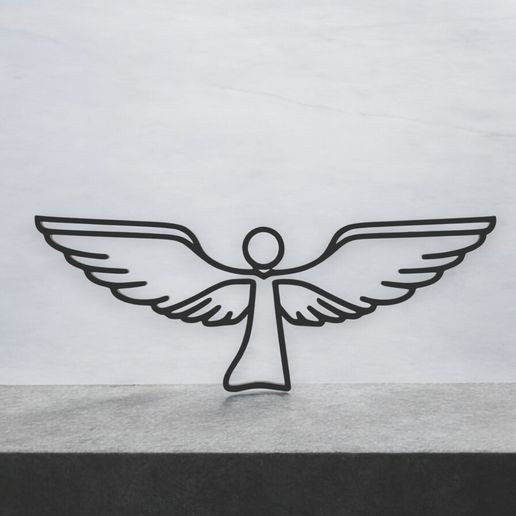 OBJ file Angel Line Art - Desktop Line Art 👼 ・3D printer design to ...