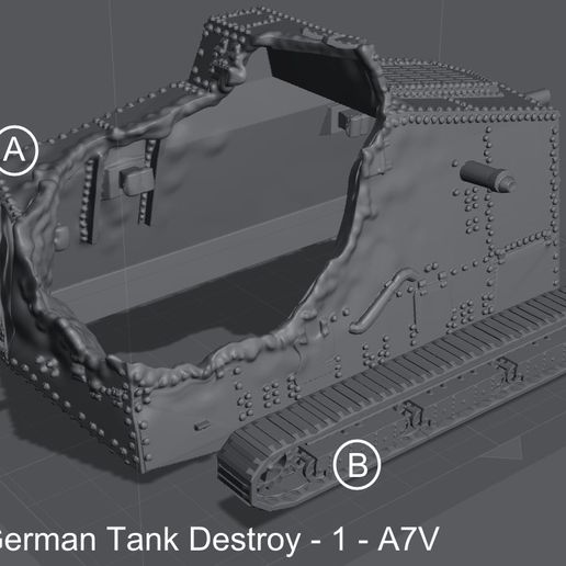 🎲 WW1 4 tanks clean and destroy (8 STL) (Fr, US, UK, German)・ 3D File ...
