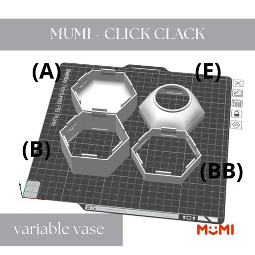 🏺 MUMI - CLICK CLACK - VARIABLE VASE・ 3D File for 3D printing・Cults