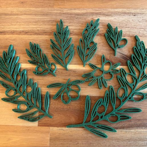 🎨 line art olive branch・Free STL File for 3D printing・Cults