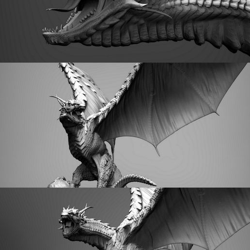 🐉 HD Dragon・ OBJ File for 3D printing・Cults