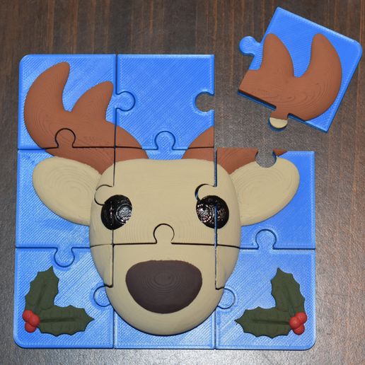 🧩 Reindeer Puzzle・ STL File for ・Cults