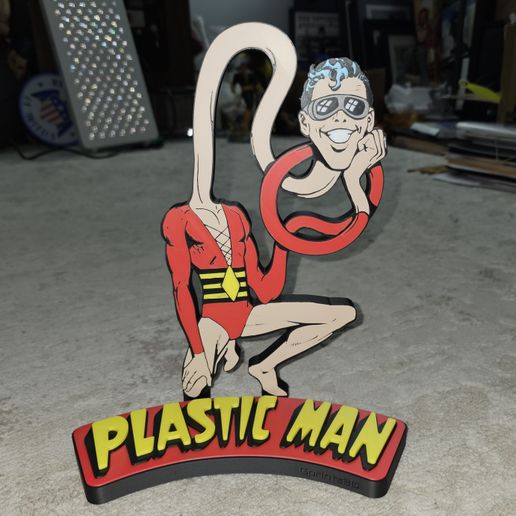 3D printed 3D MULTICOLOR LOGO/SIGN - Plastic Man Standee (AMS) • made ...