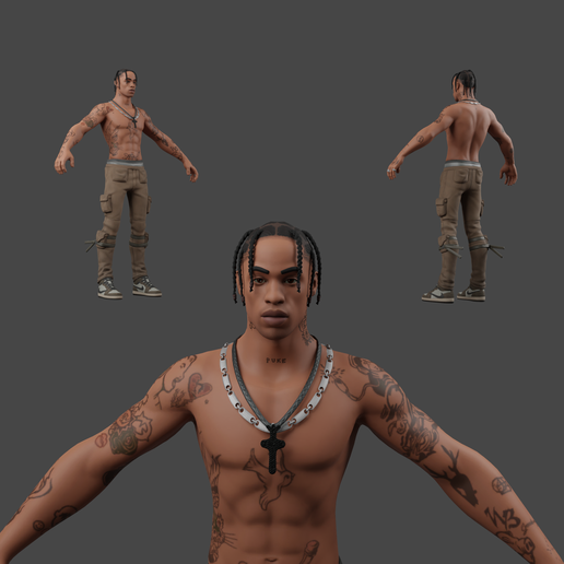 🇯🇴 Travis Scott Lowpoly Rigged・ OBJ File for ・Cults