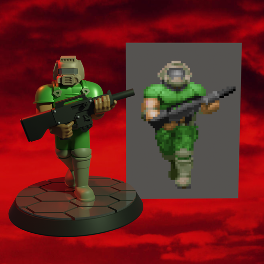👨 Retro DooM Man Miniature・ STL File for ・Cults
