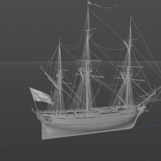 🚢 Digital model of the sailing ship L'Aurore (1765)・ OBJ File for 3D ...