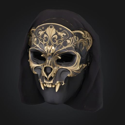 💀 Dark Skull Barokko Face Mask - Dark Skull Embroidered Mask 3D print ...