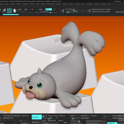 🚰 Seel Cute Keycap STL – Water Pokémon Artisan Keycap – Chibi 3D Print ...