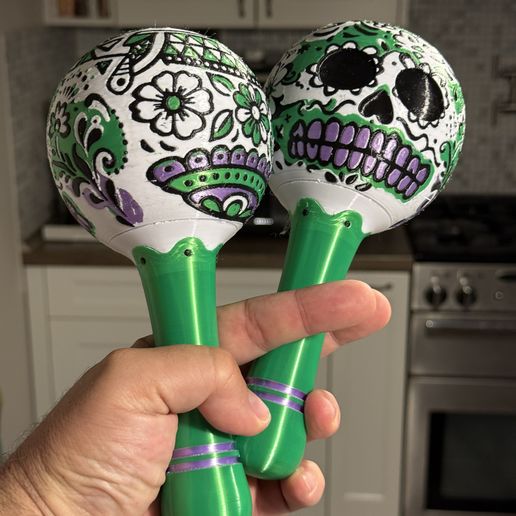 Skull Maracas - 5-Color Stress Test・3D Print with the Anycubic Kobra X ...