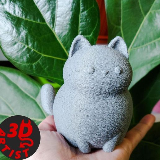 🐱 Fat cat Figurine・ 3D File for 3D printing・Cults