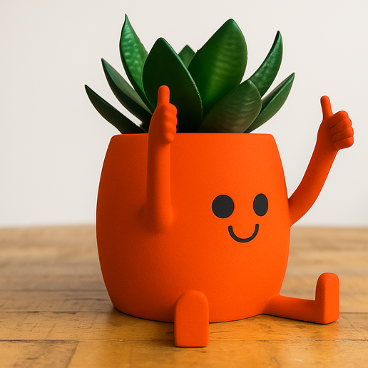 🪴 Cute Smiling Planter Pot STL – 3D Printable Succulent Pot with Arms ...