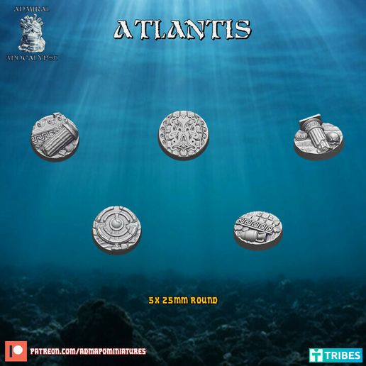 🏛️ Atlantis Bases & Toppers (pre-supported)・ 3D File for ・Cults