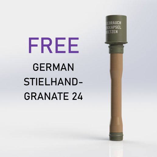 WW2 German Stielhandgranate 24 Hand Grenade・Free 3D File for 3D ...