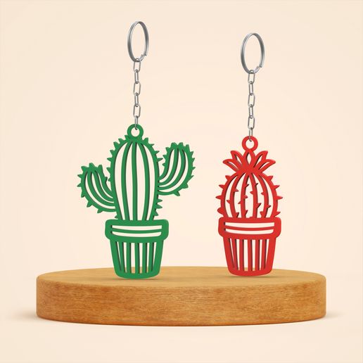🌵 Cactus Keychain Set; 2 pcs. Set, Cute Plant Themed Keychain, Gift for ...