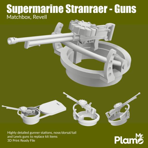 🔫 Gunner Stations & Lewis Gun for Supermarine Stranraer・ STL File for ...