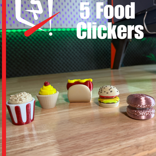 👌 5 Food-Themed Clickers – Satisfy Your Fidget Cravings!・ 3MF File for ...