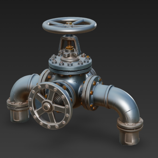 🆓 FREE - HEAVY PIPE VALVE - Industrial Terrain Detail - STL + OBJ (4K ...