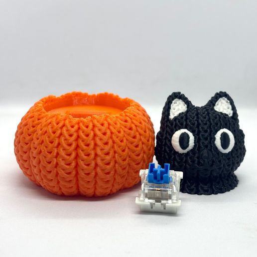 🎃 Knitted Pumpkin Cat Clicker・ 3D File for 3D printing・Cults