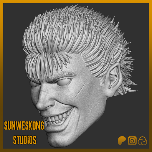 💬 Guts Berserk Headsculpt Bundle Pack・ STL File for 3D printing・Cults