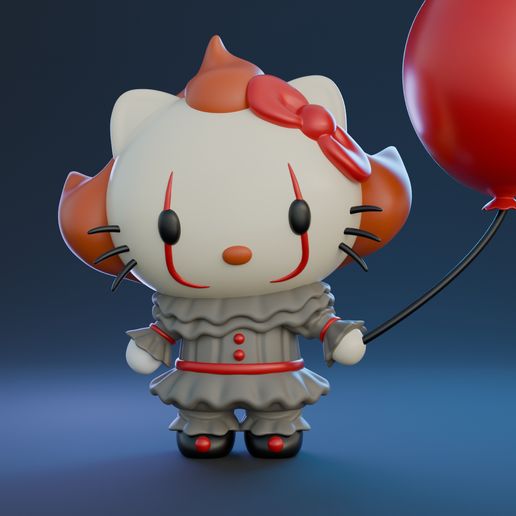 STL file HELLO KITTY PENNYWISE HALLOWEEN 👋 ・3D printable model to ...