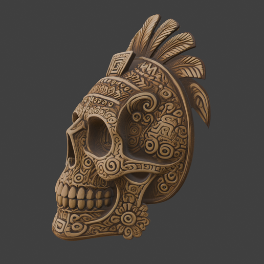 💀 Aztec Skull・ STL File for 3D printing・Cults