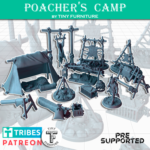 🎲 Poacher's Camp・ STL File for 3D printing・Cults