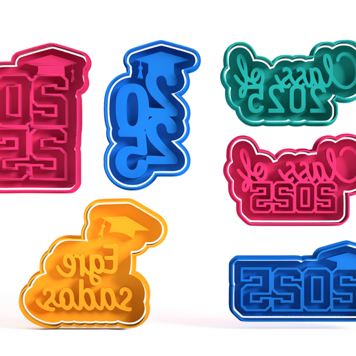 3MF file 6 Cookie cutters Egresados Graduation Class of 2025 🍪 ・3D ...